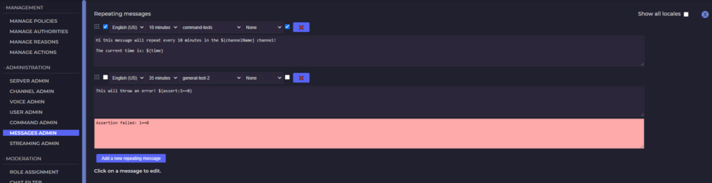 Messages Admin - Conductor