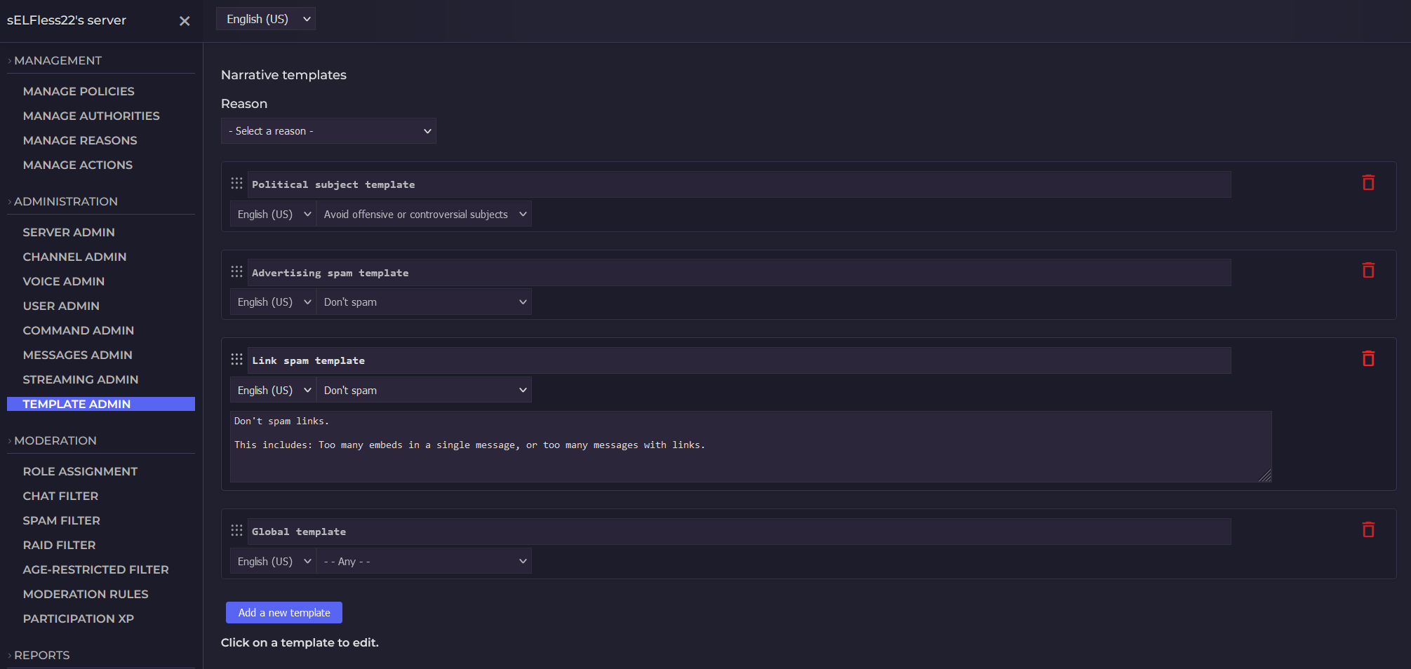 Template Admin - Conductor